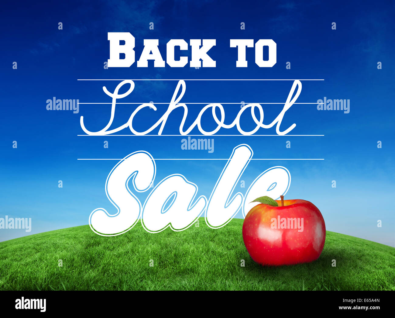 Composite image of red apple with back to school message Stock Photo ...