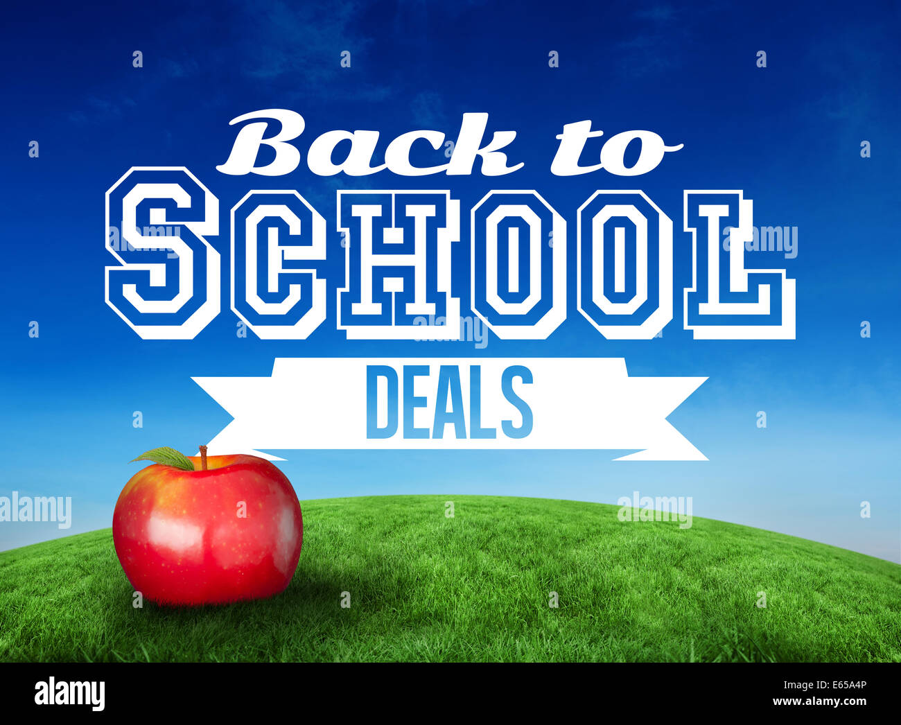 Composite image of red apple with back to school message Stock Photo ...