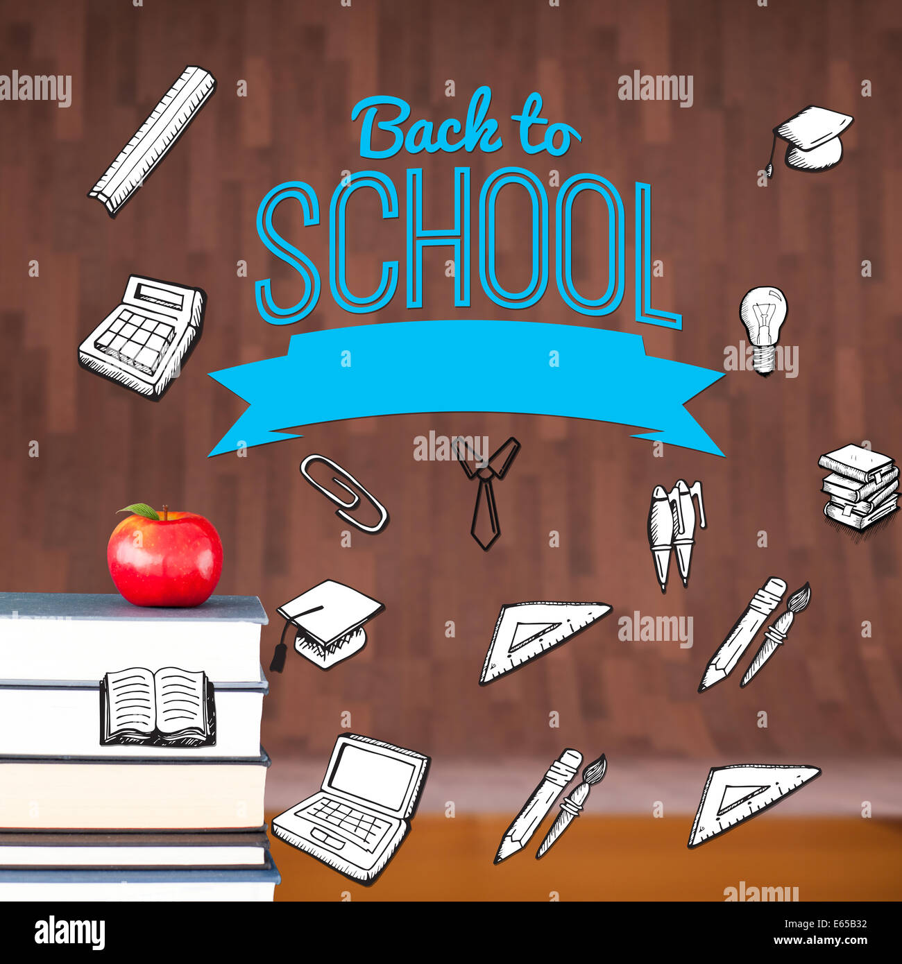 Composite image of back to school message with icons Stock Photo - Alamy