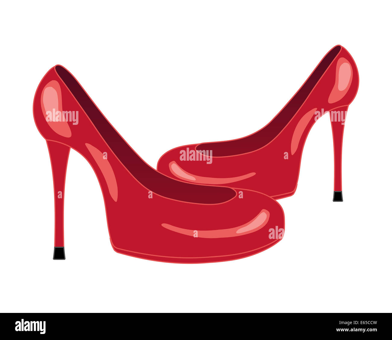 an illustration of a pair of shiny red shoes isolated on a white ...