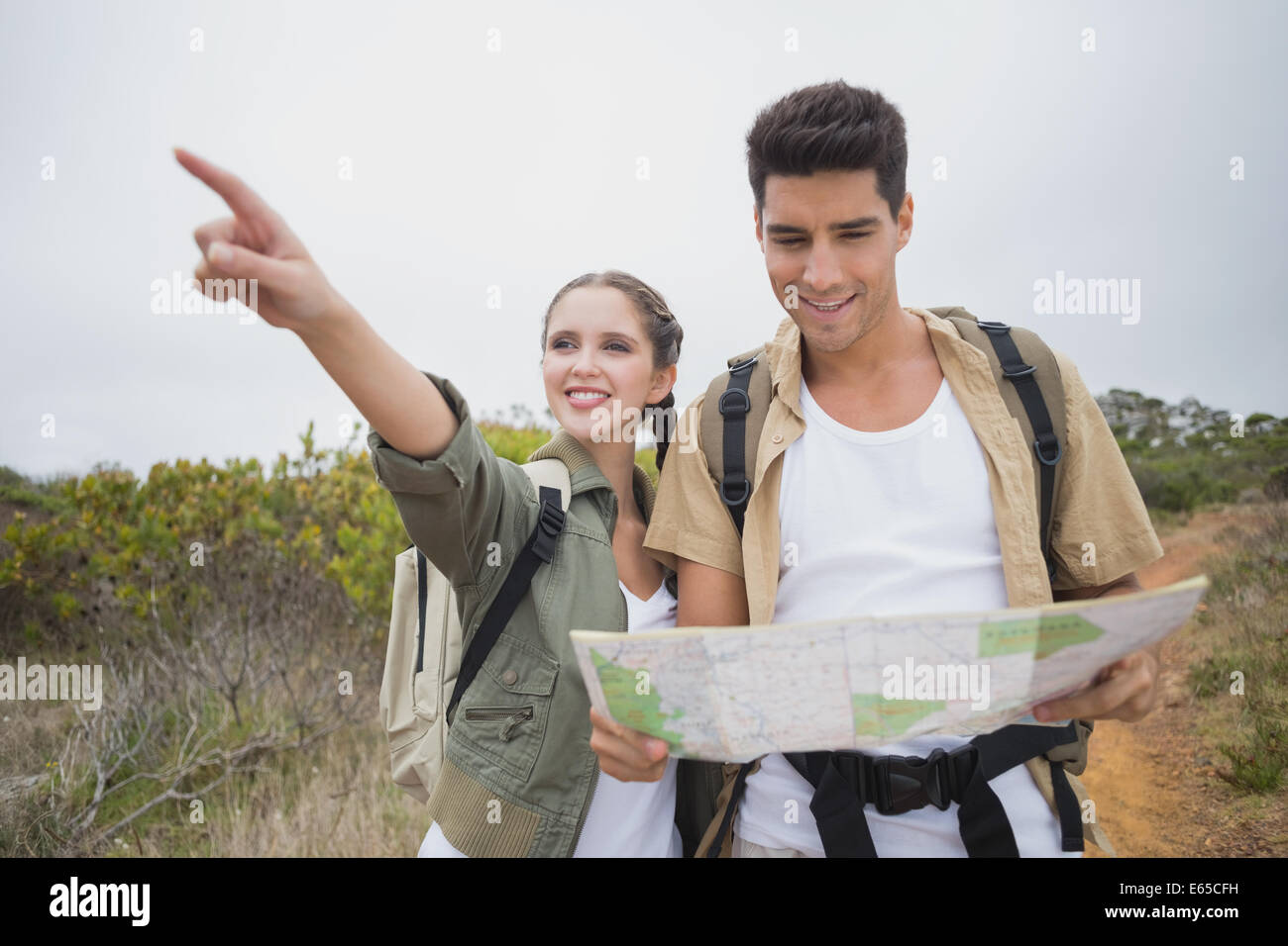 Finger pointing route on map hi-res stock photography and images - Alamy