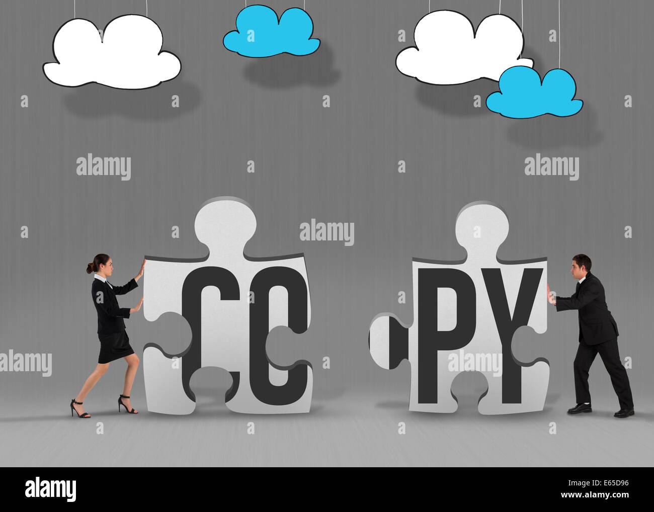 Copy against grey jigsaw pieces Stock Photo - Alamy