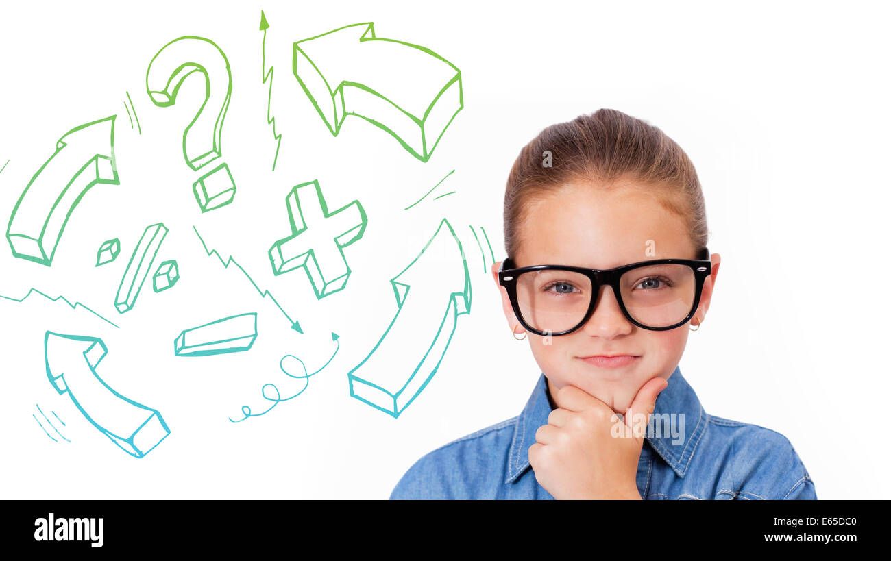 Composite image of cute pupil thinking Stock Photo - Alamy