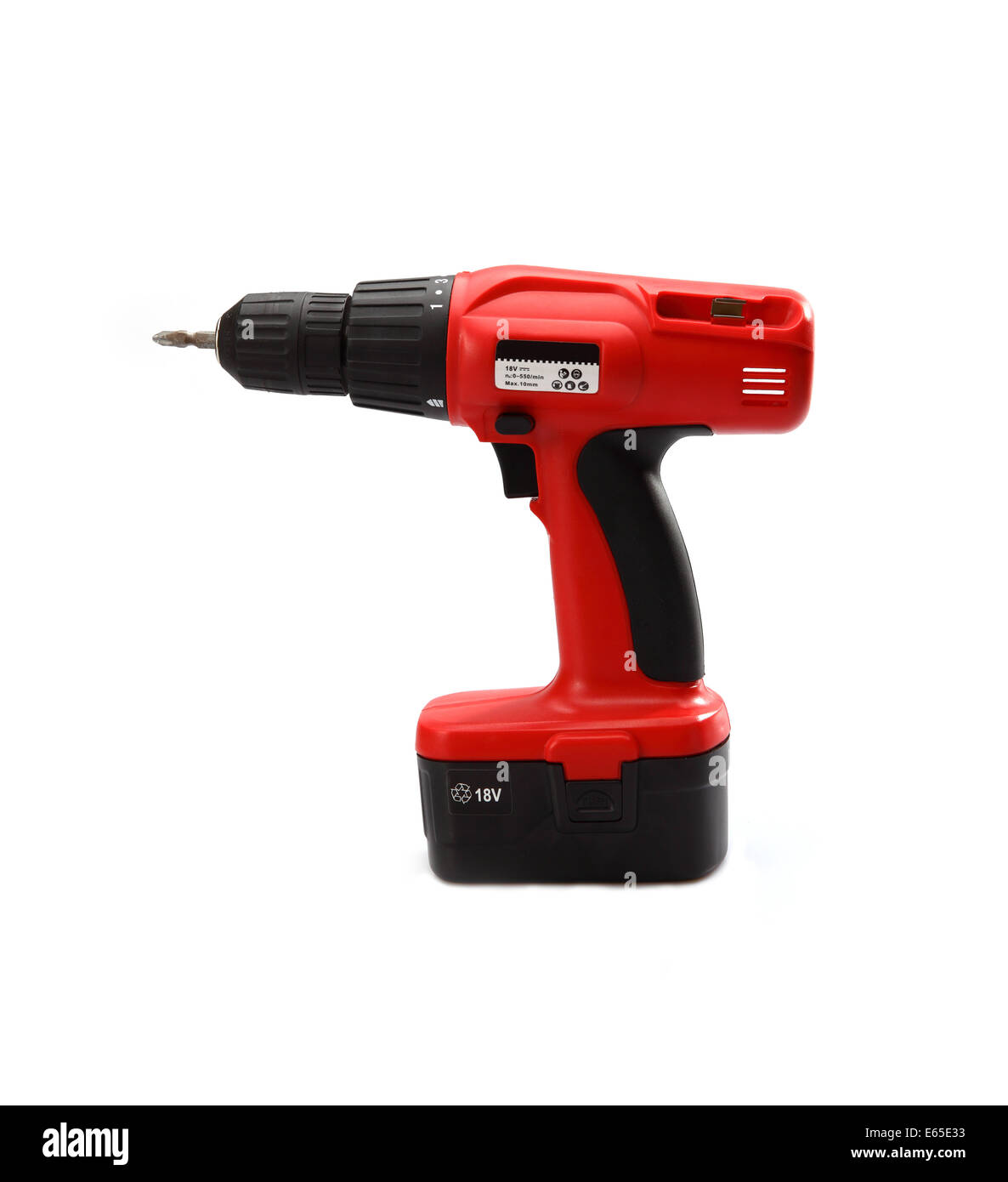 Isolated power tool in red on the white background Stock Photo - Alamy