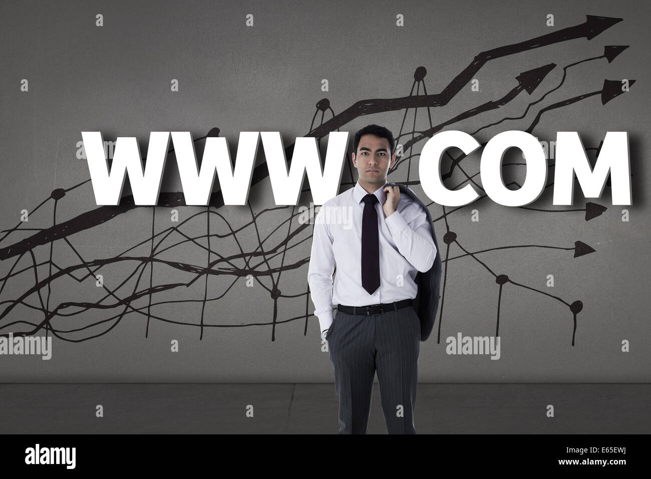 Composite image of unsmiling businessman standing Stock Photo - Alamy