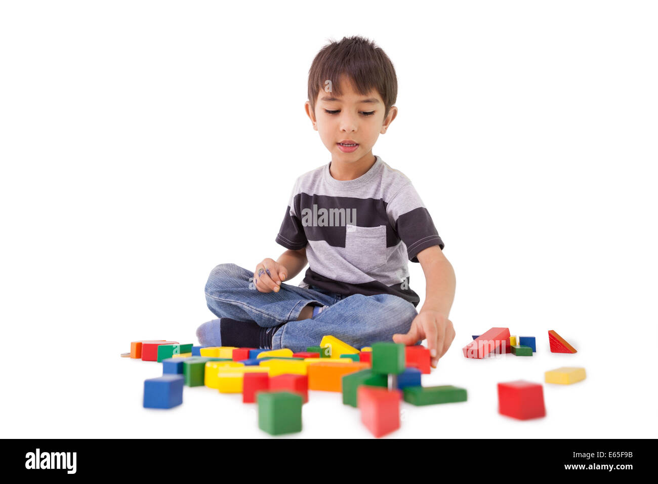 Boy playing with blocks hi-res stock photography and images - Alamy