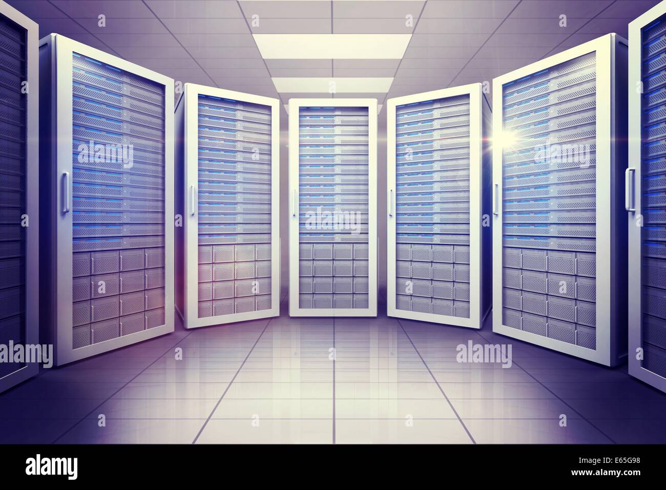 Digitally generated server room with towers Stock Photo - Alamy