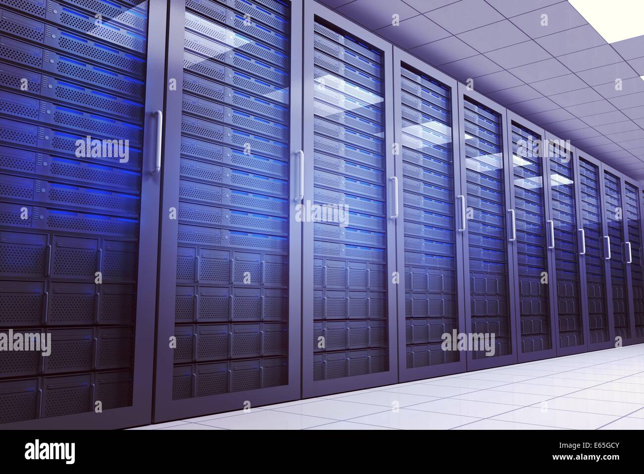 Digitally generated server room with towers Stock Photo - Alamy