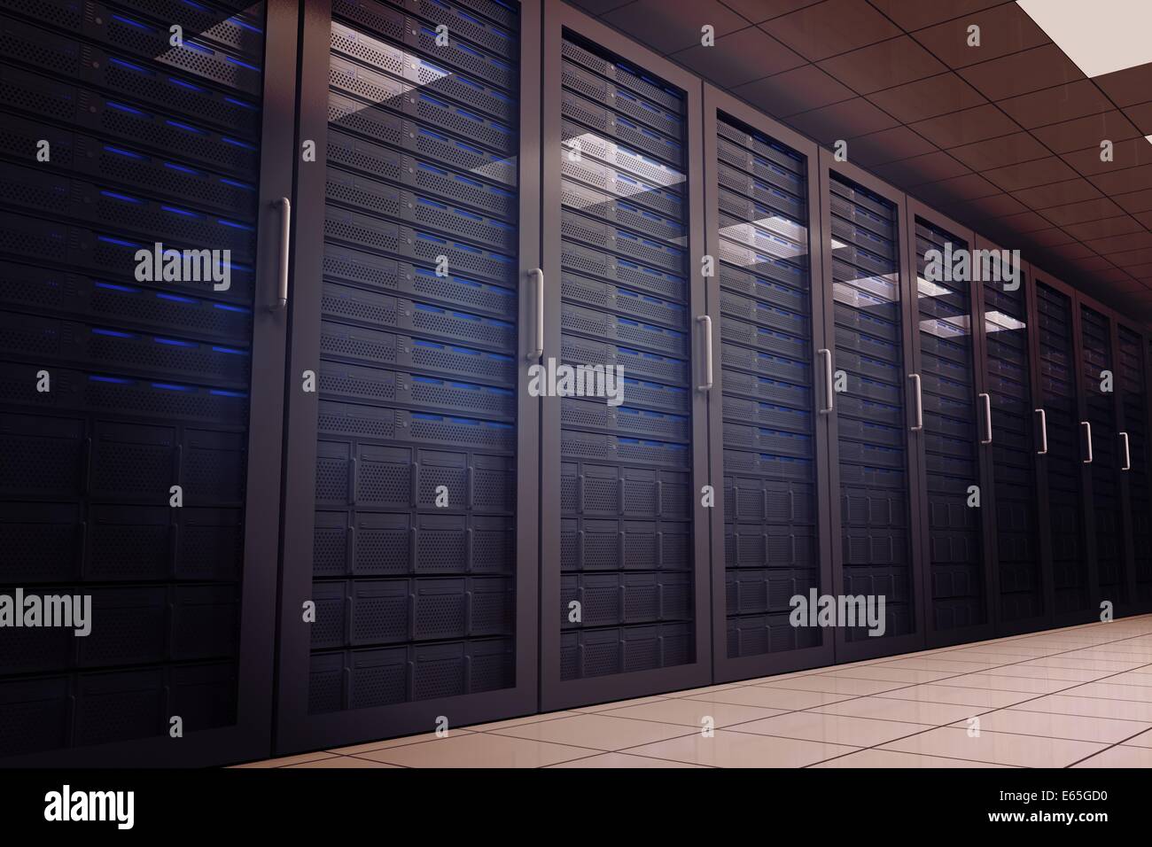 Digitally generated server room with towers Stock Photo - Alamy