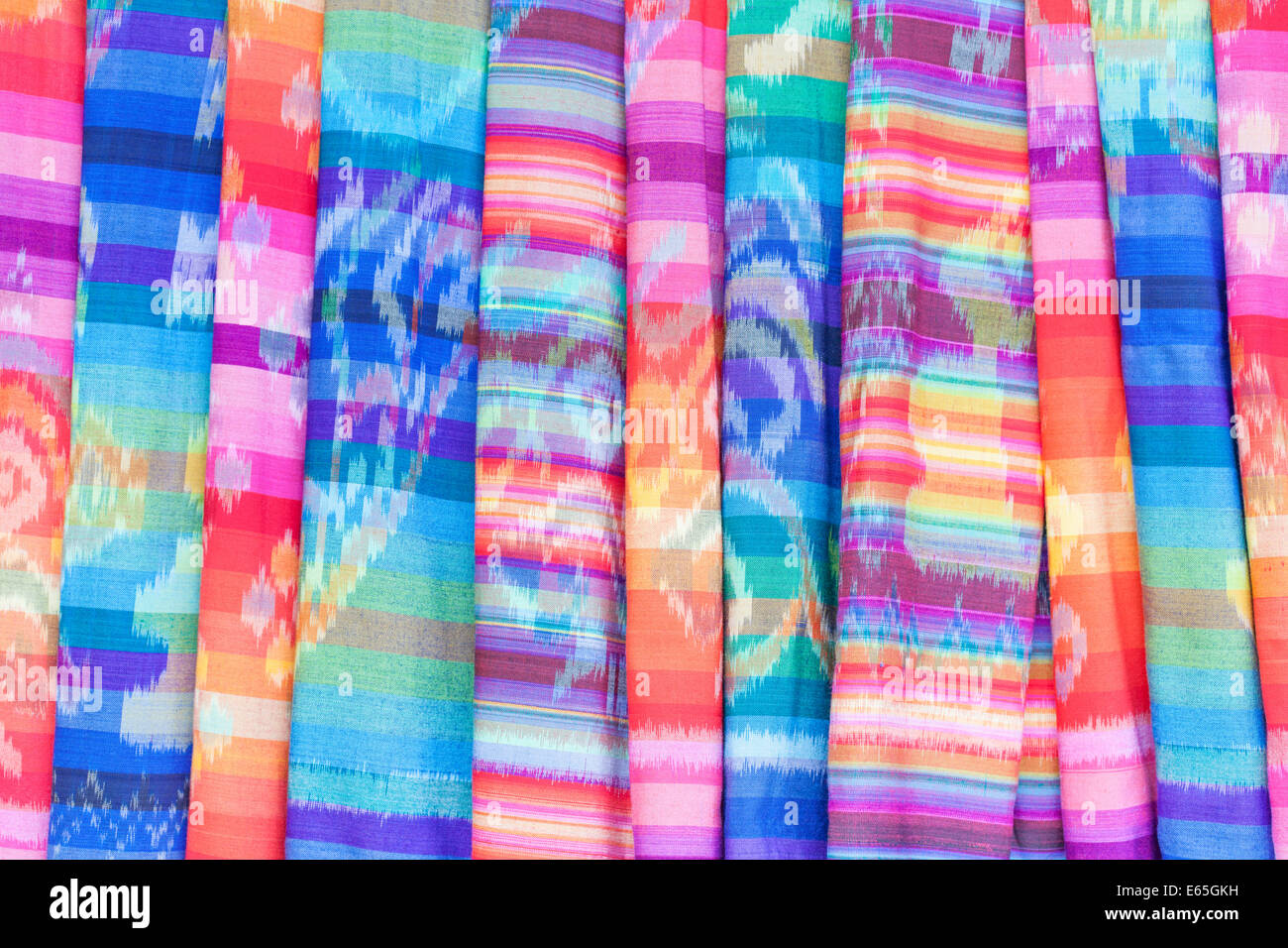 Colourful textiles on display at a shop in Bali, Indonesia Stock Photo ...