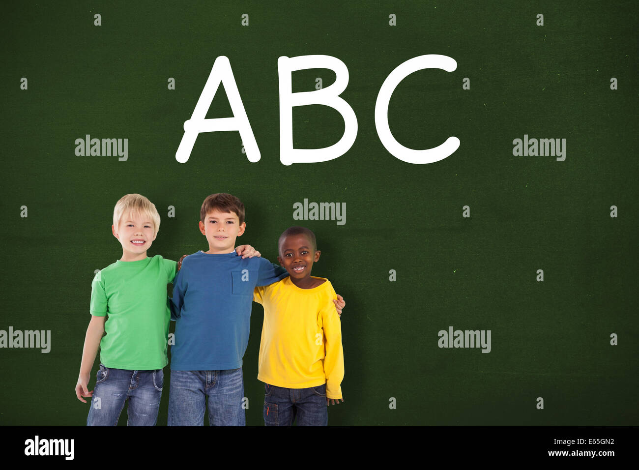 Composite image of cute kids smiling Stock Photo - Alamy