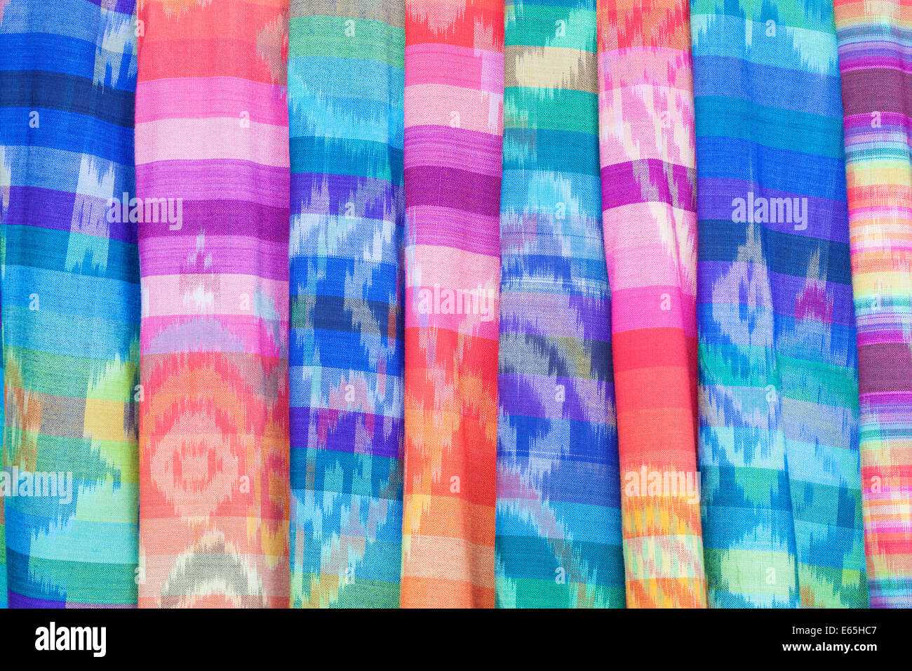 Colourful textiles on display at a shop in Bali, Indonesia Stock Photo ...