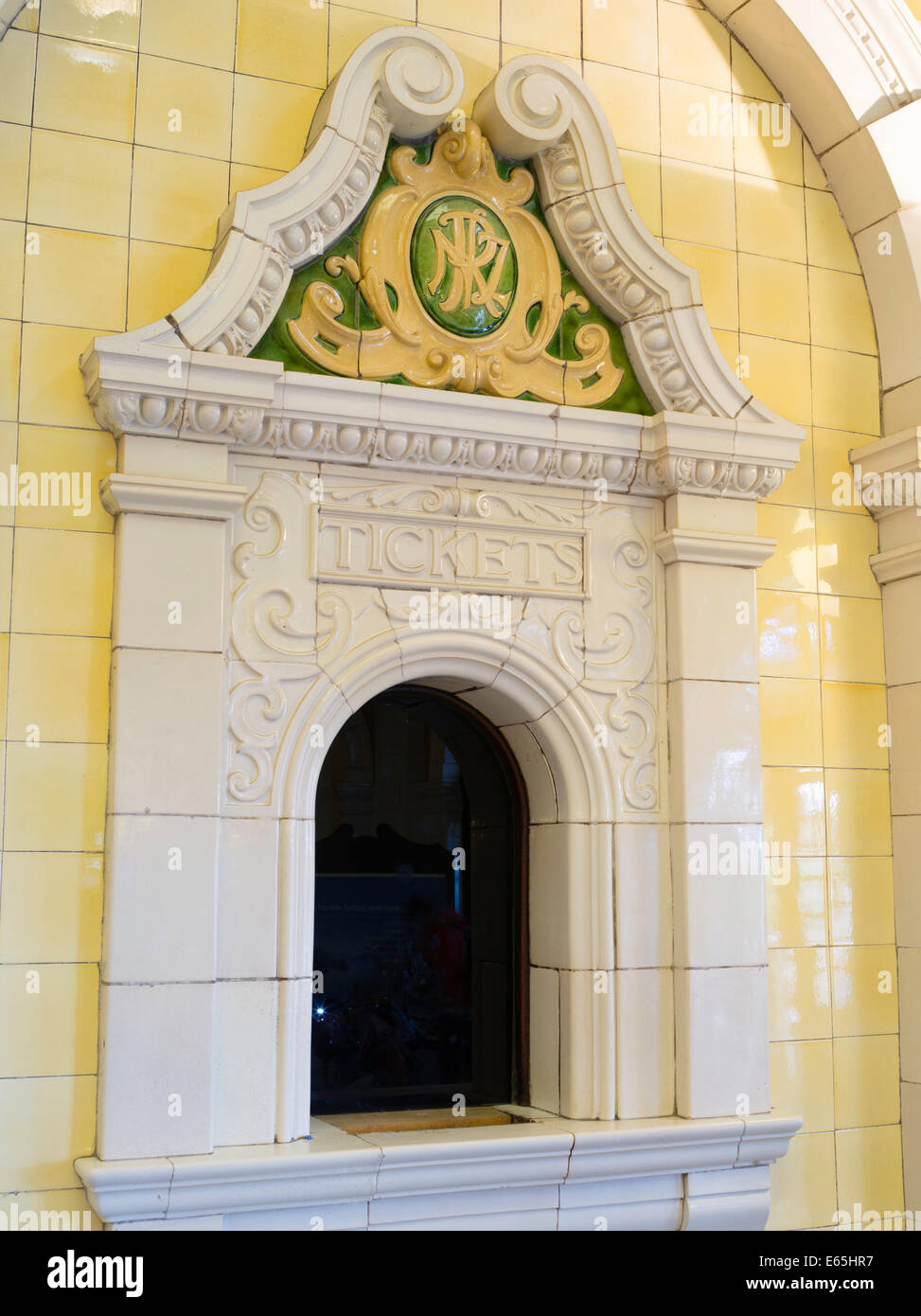 View of the old ticket window in the historic Old Railway Station ...