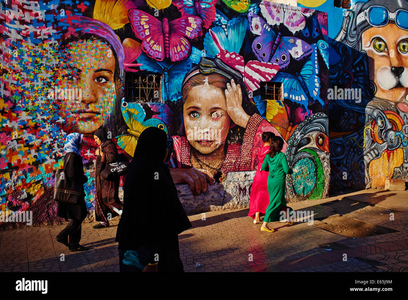 Morocco, Casablanca, Mural painting, city center Stock Photo - Alamy