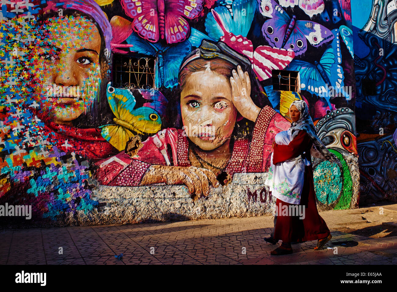 Morocco, Casablanca, Mural painting, city center Stock Photo - Alamy