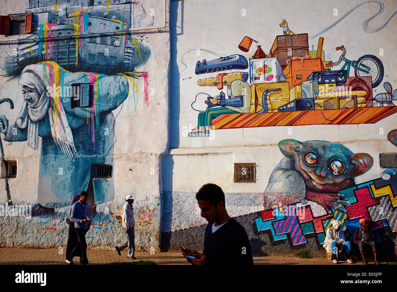 Morocco, Casablanca, Mural painting, city center Stock Photo - Alamy