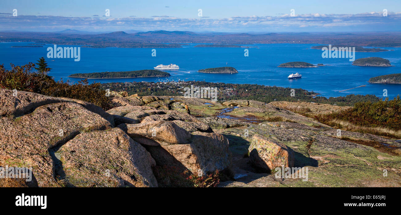 Bar Harbor As Seen From Cadillac Mountain At Acadia National Park, Maine, USA Stock Photo - Alamy