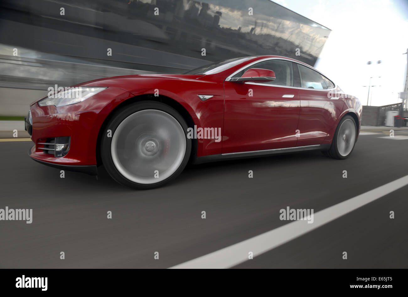 Tesla Model S electric luxury sports saloon car Stock Photo - Alamy