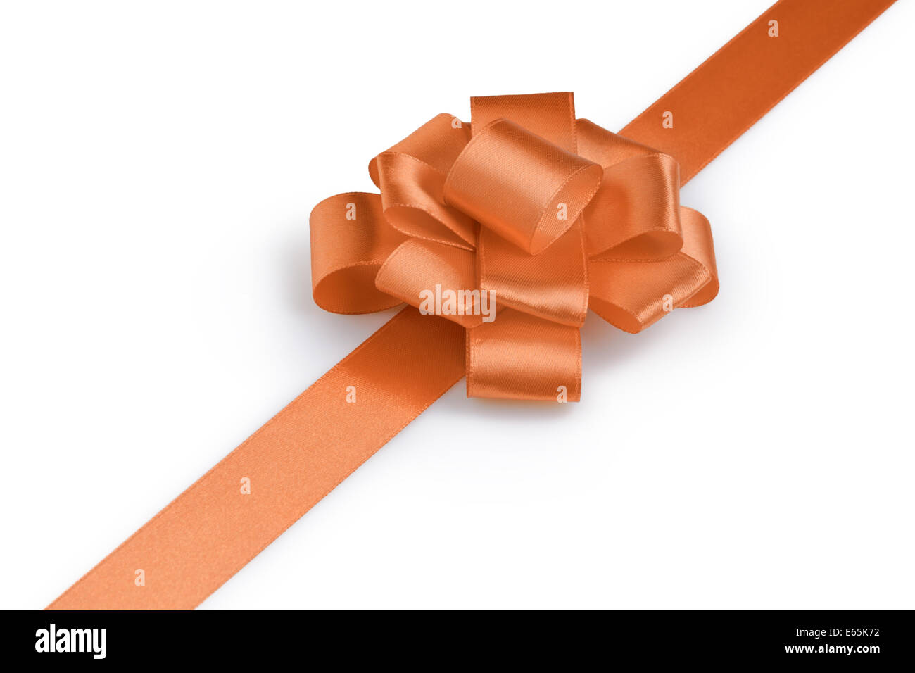 orange ribbon bow angle photo, white background Stock Photo - Alamy