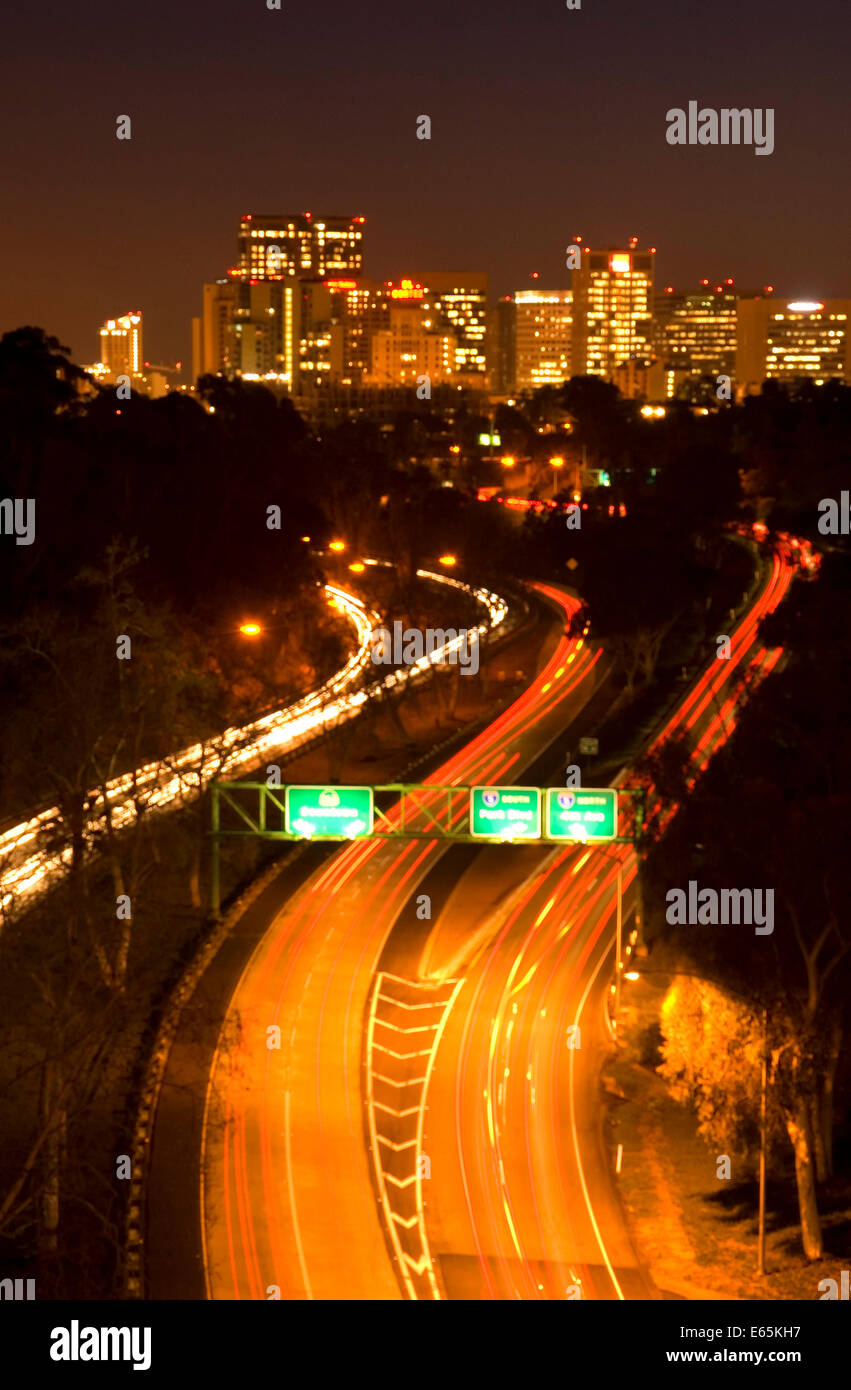 Downtown from Cabrillo Bridge at night, Balboa Park, San Diego ...