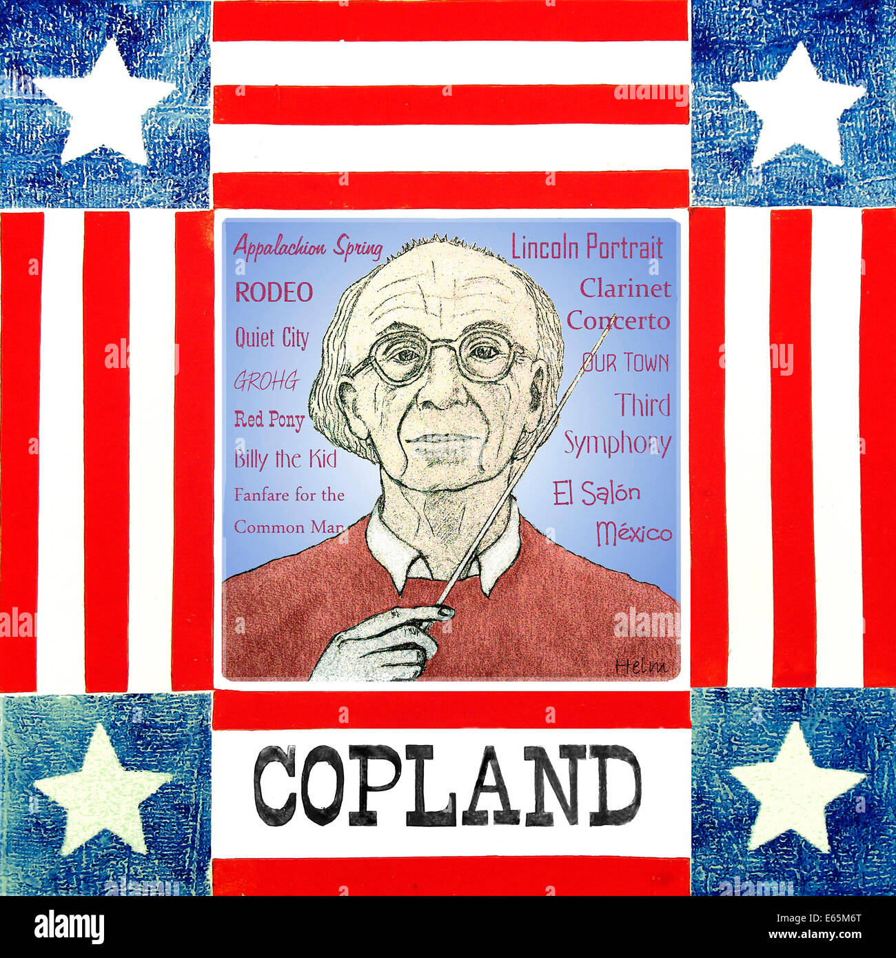 Aaron Copland illustration, American composer 1900 - 1990 Stock Photo ...
