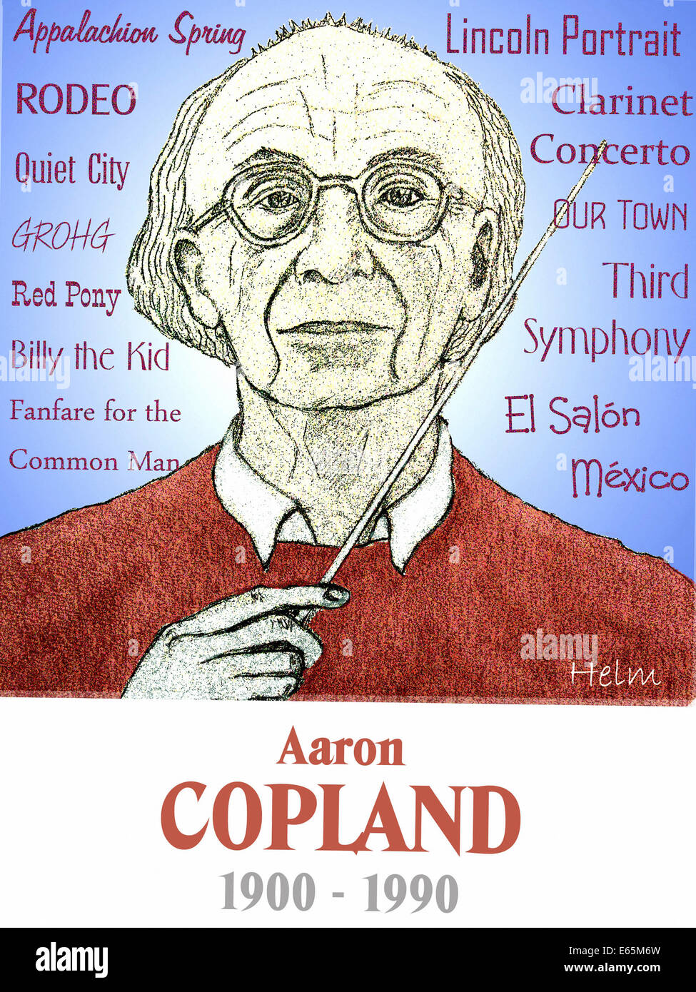 Aaron Copland illustration, American composer 1900 - 1990 Stock Photo ...