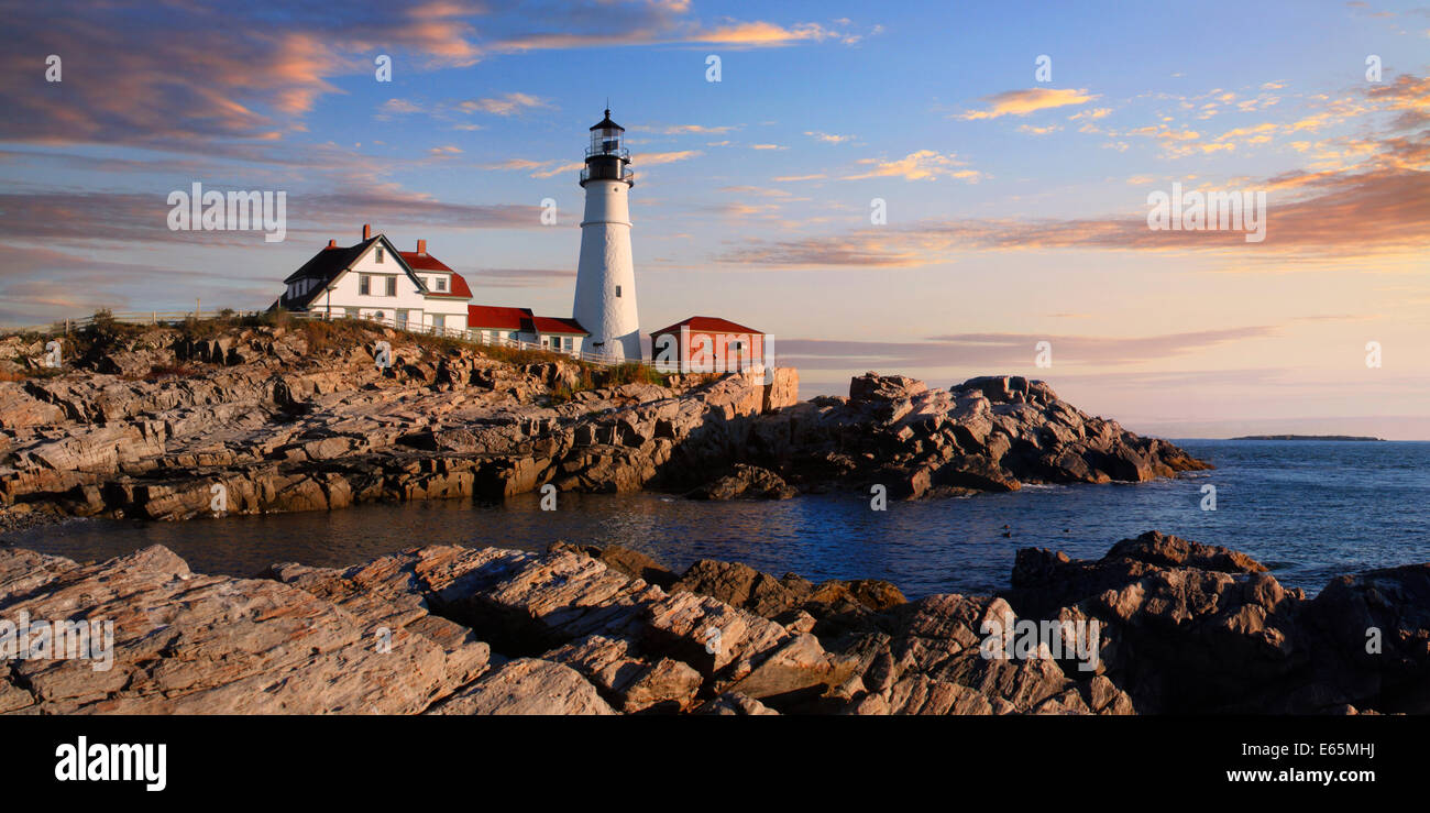 Panorama portland head light lighthouse cape elizabeth maine usa hi-res ...