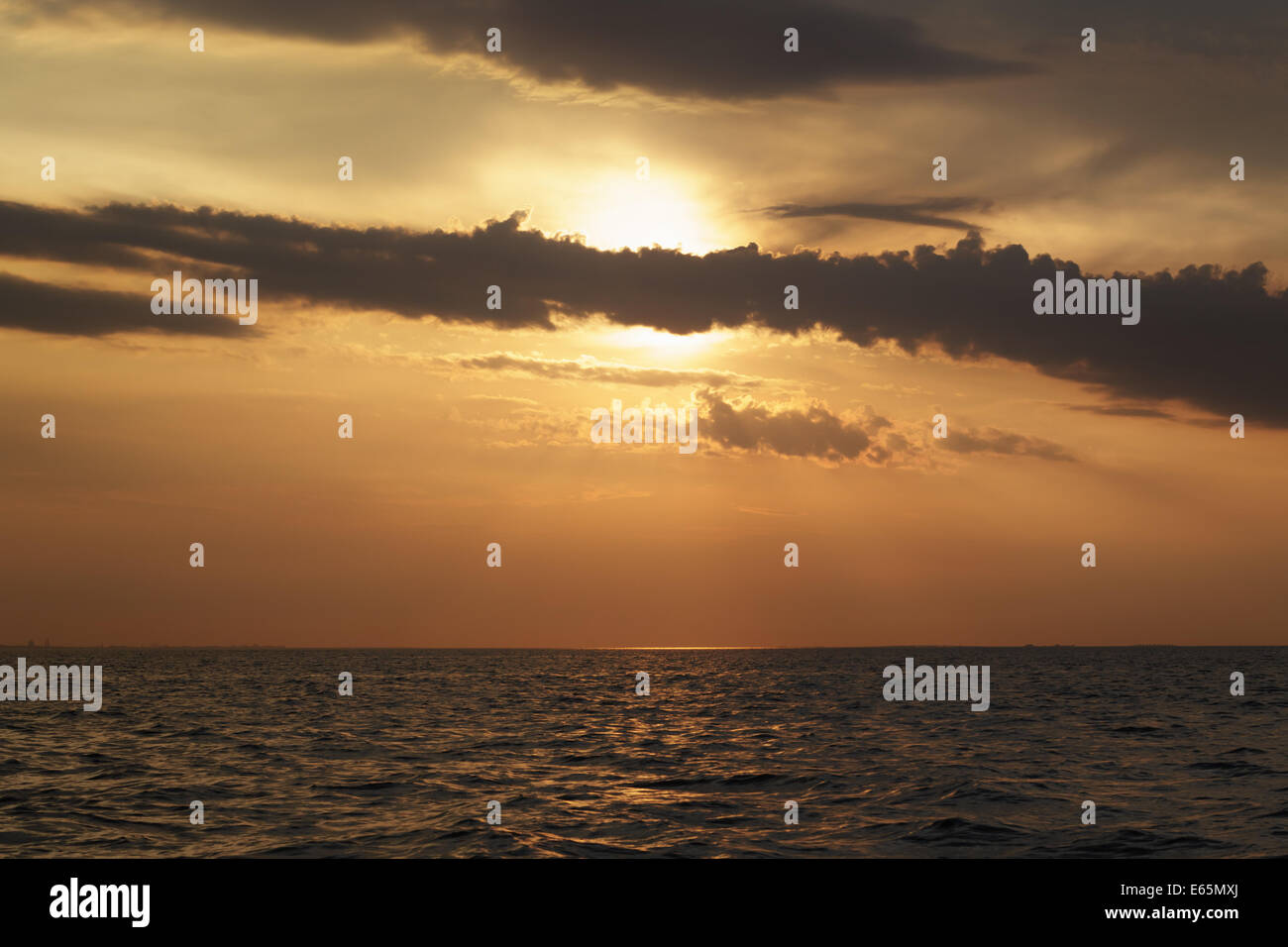 beautiful sunset in summer bay, nobody in frame Stock Photo - Alamy