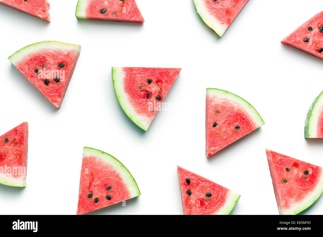 sliced watermelon on white background Stock Photo - Alamy