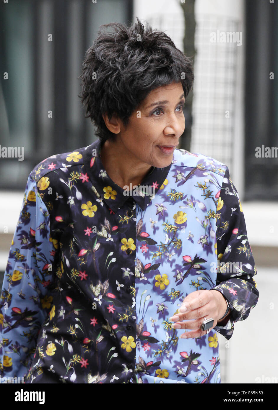London, UK, 15th August 2014. Moira Stuart seen at the BBC studios in ...