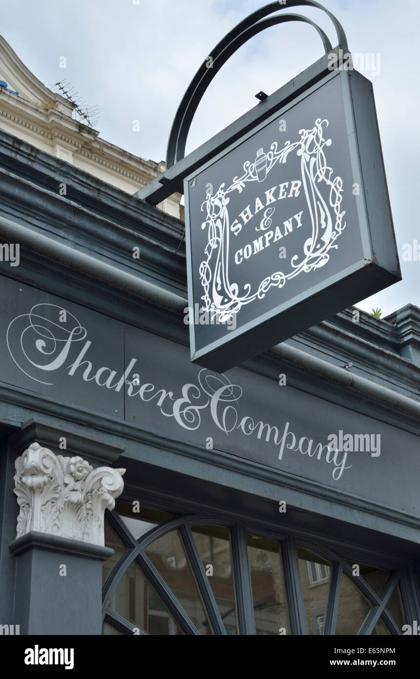 Shaker and Company cocktail saloon bar in Hampstead Road, London, UK ...