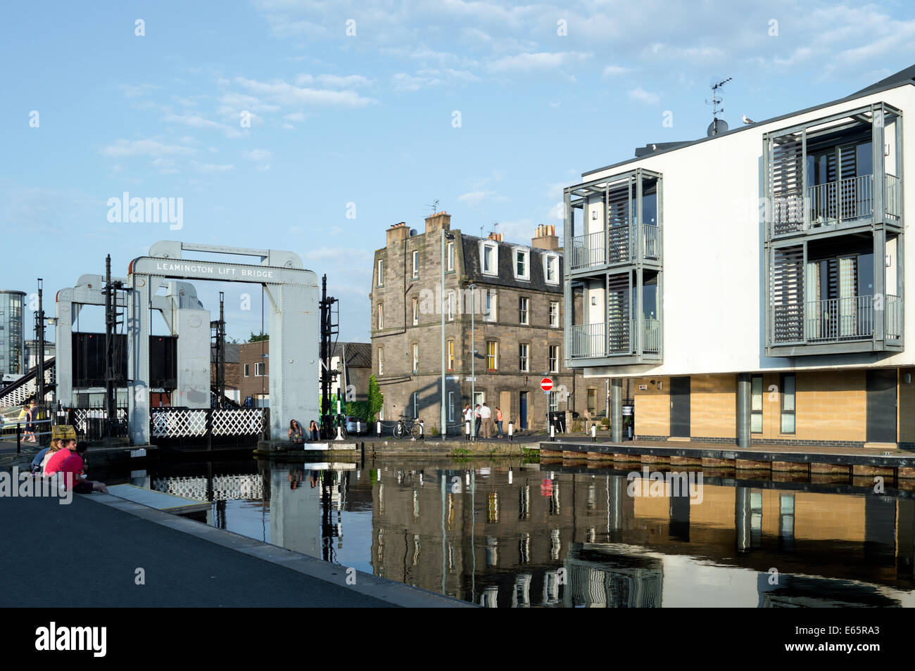 People enjoying a summer evening at Edinburgh Quay. Leamington Lift ...