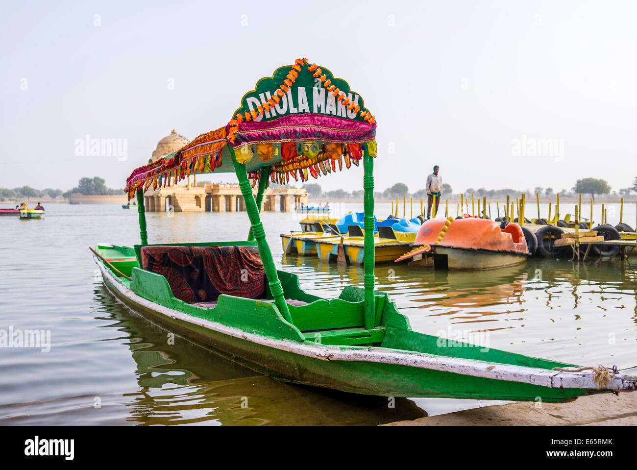 Gadisar Lake Boating point at Jaisalmer, Rajasthan, India Stock Photo ...