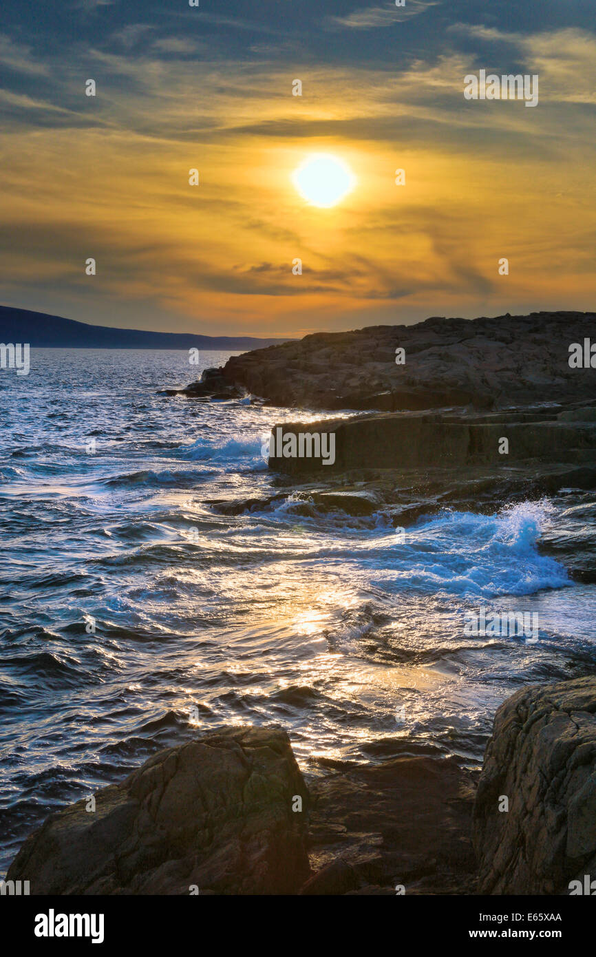 Sunset, Schoodic Point, Schoodic Peninsula, Acadia National Park, Maine ...