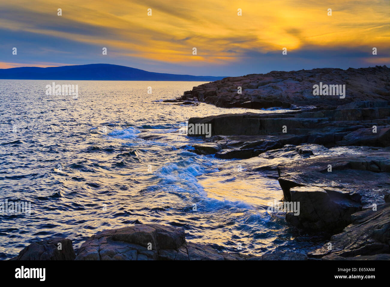 Sunset, Schoodic Point, Schoodic Peninsula, Acadia National Park, Maine ...