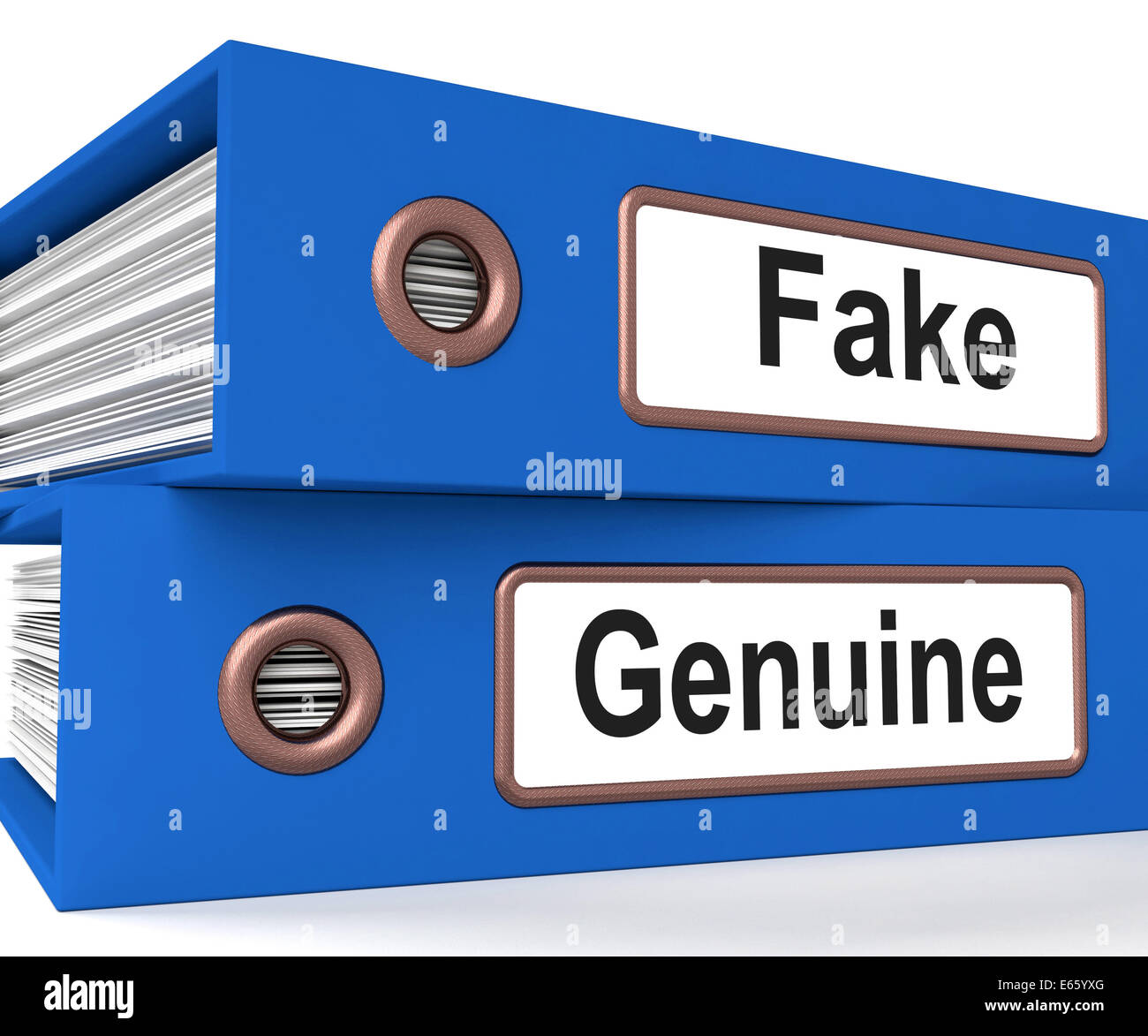 Fake Genuine Folders Showing Real Or Imitation Products Stock Photo - Alamy