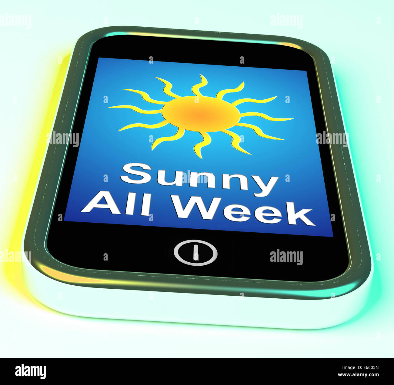 Sunny All Week On Phone Meaning Hot Weather Stock Photo - Alamy