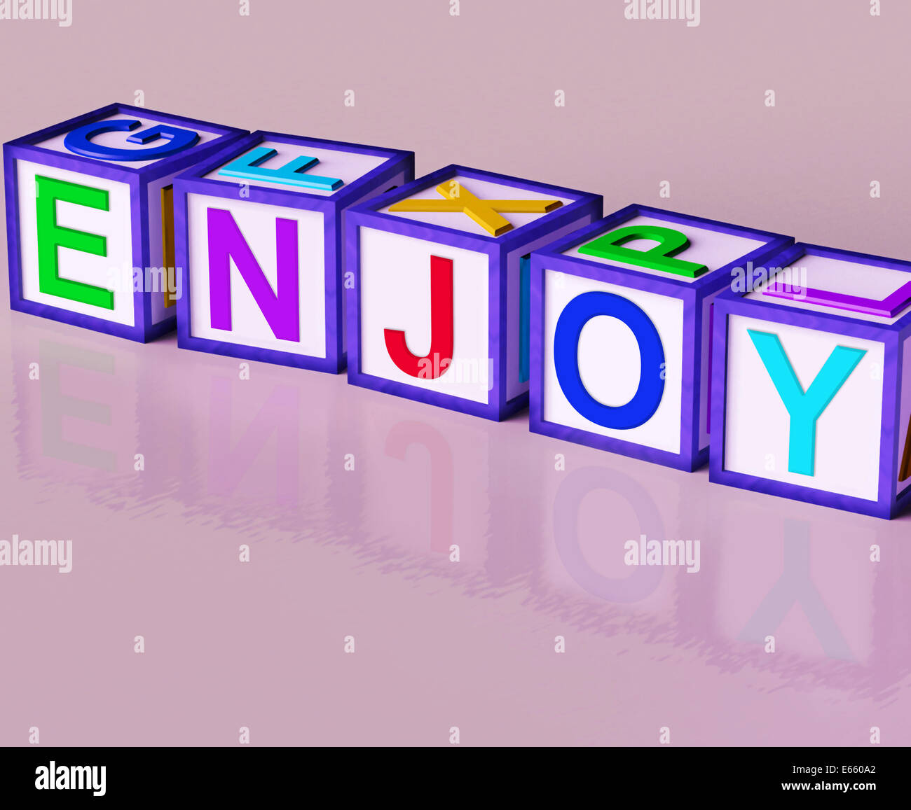 Enjoy Blocks Showing Pleasant Relaxing And Pleasing Stock Photo - Alamy