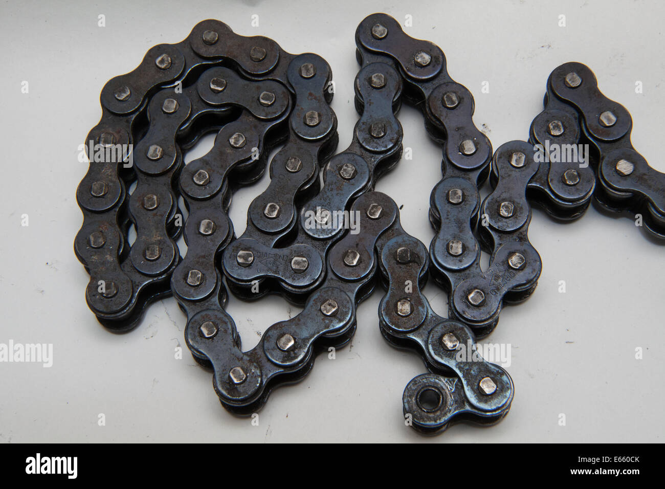 Heavily worn final drive chain of a Triumph Daytona T100R classic ...