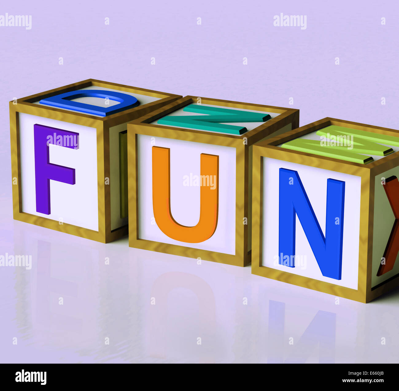 Fun Blocks Meaning Joy Pleasure And Excitement Stock Photo - Alamy