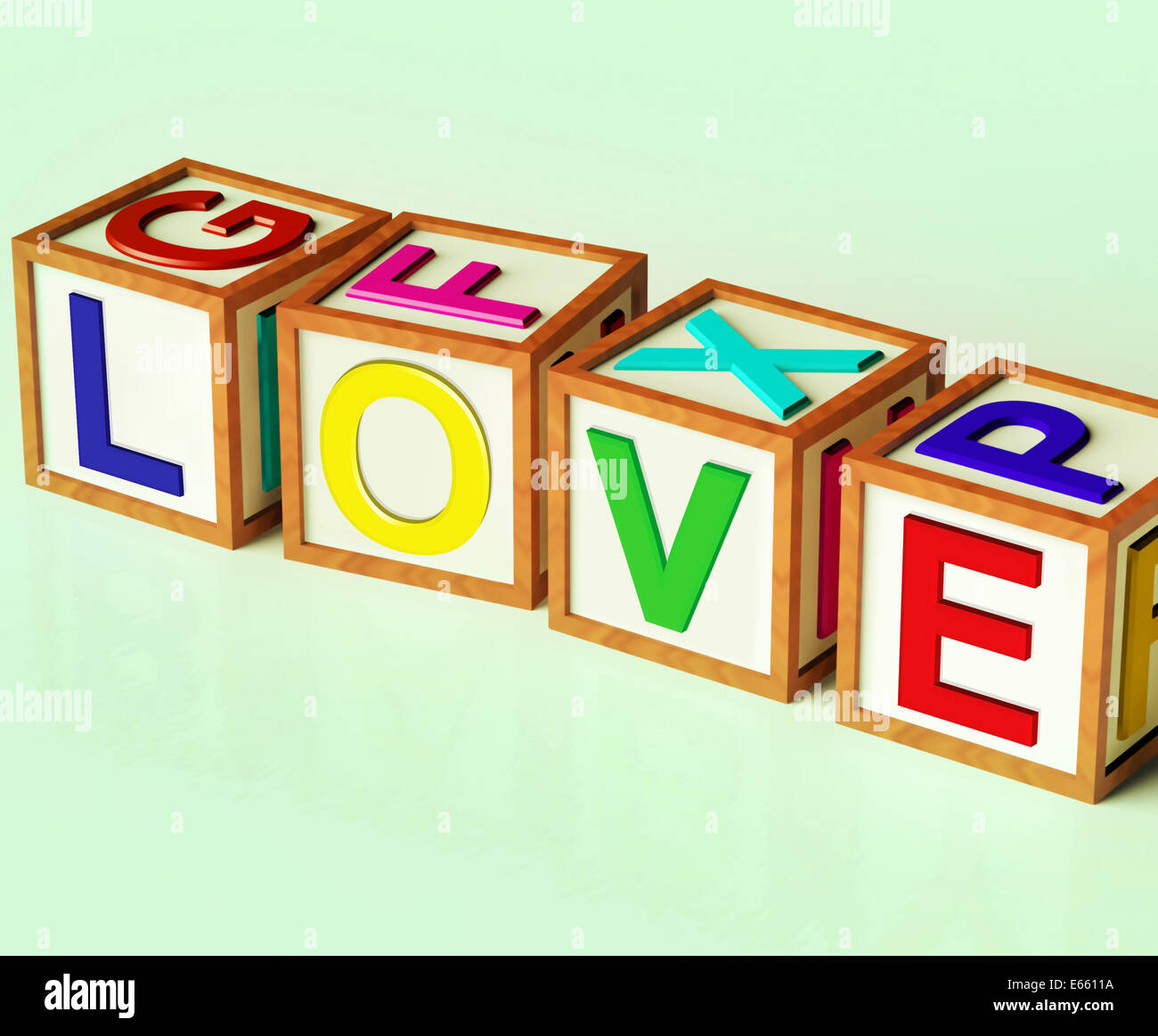Love Blocks Showing Romance Affection And Devotion Stock Photo - Alamy
