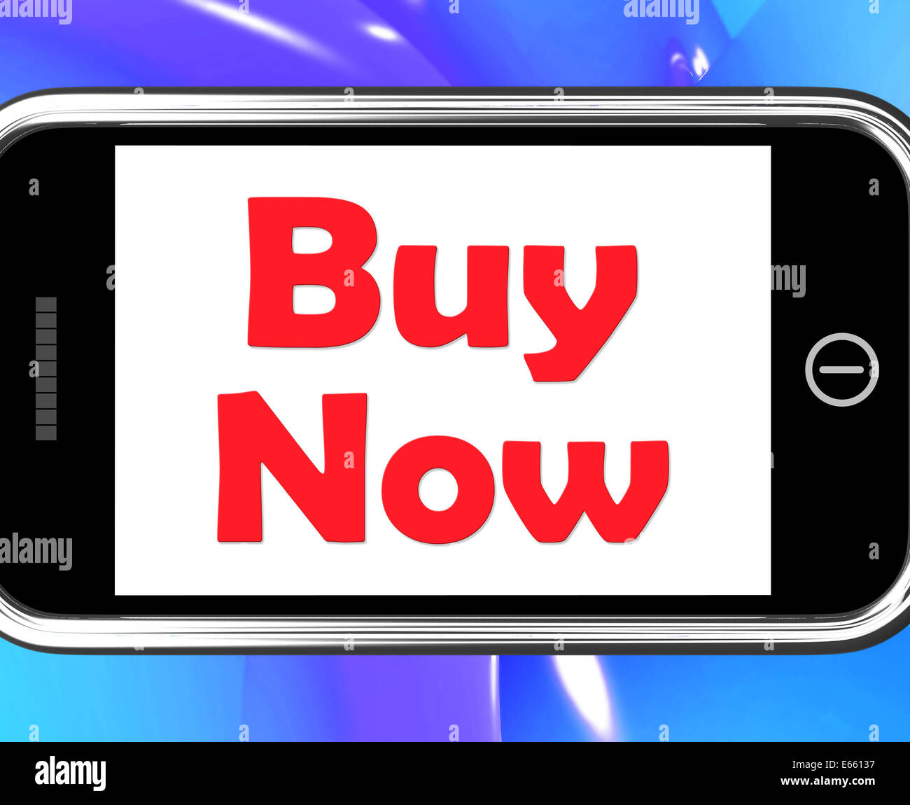 Buy Now On Phone Showing Purchasing And Online Shopping Stock Photo - Alamy