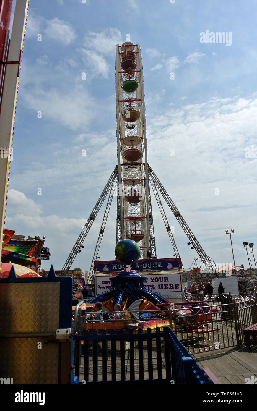 Blackpool Pier, funfair rides, big wheel ride Stock Photo - Alamy