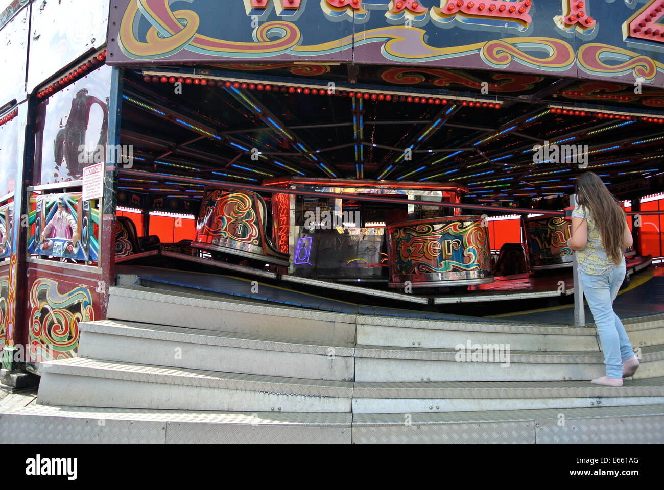 Blackpool Pier, funfair rides, The Waltzer ride Stock Photo - Alamy