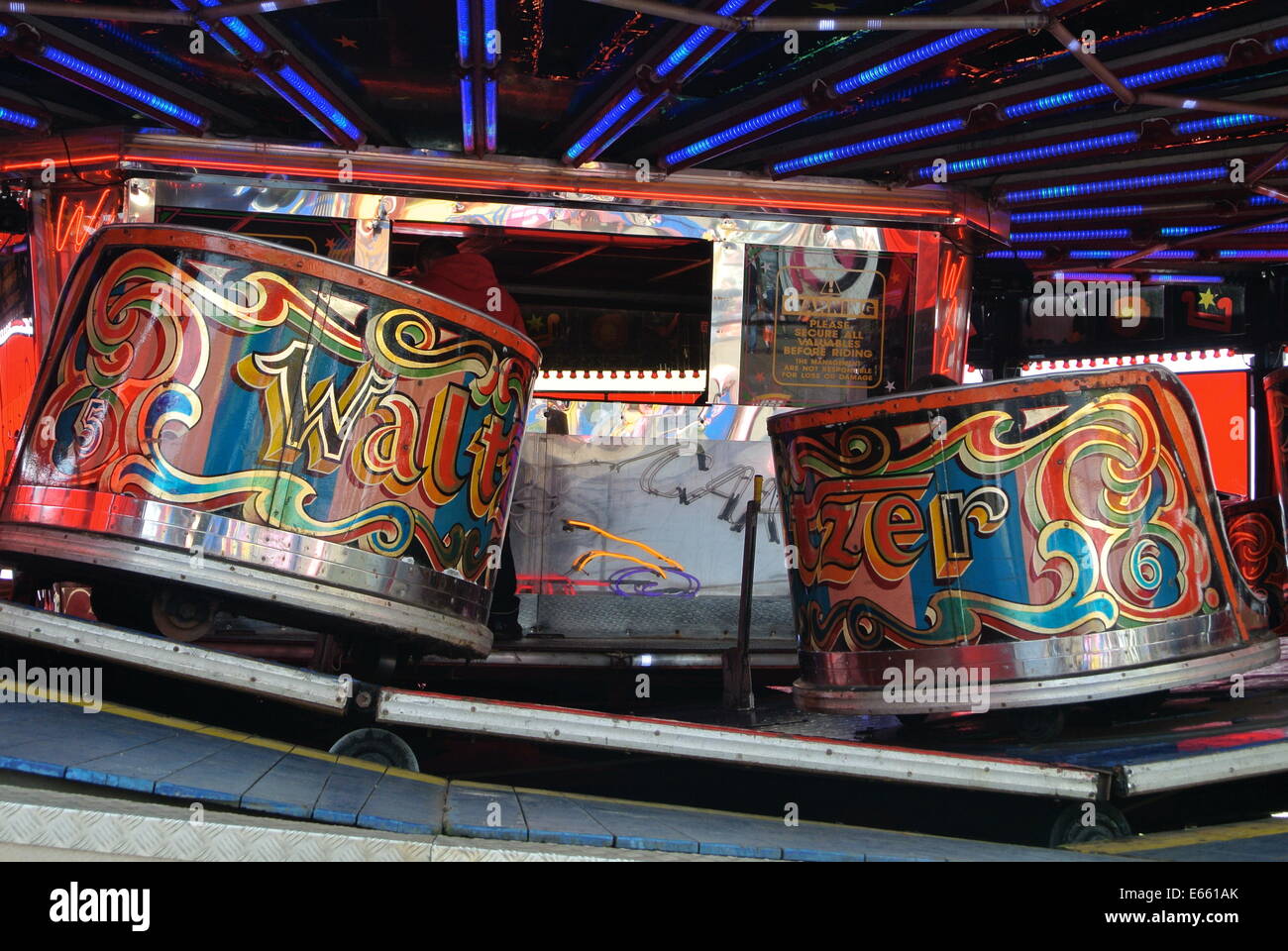 Blackpool Pier, funfair rides, The Waltzer ride Stock Photo - Alamy