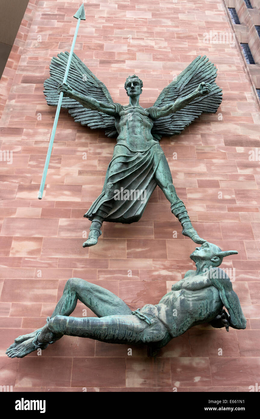 Sculpture of St Michael's victory over the devil by Jacob Epstein at ...