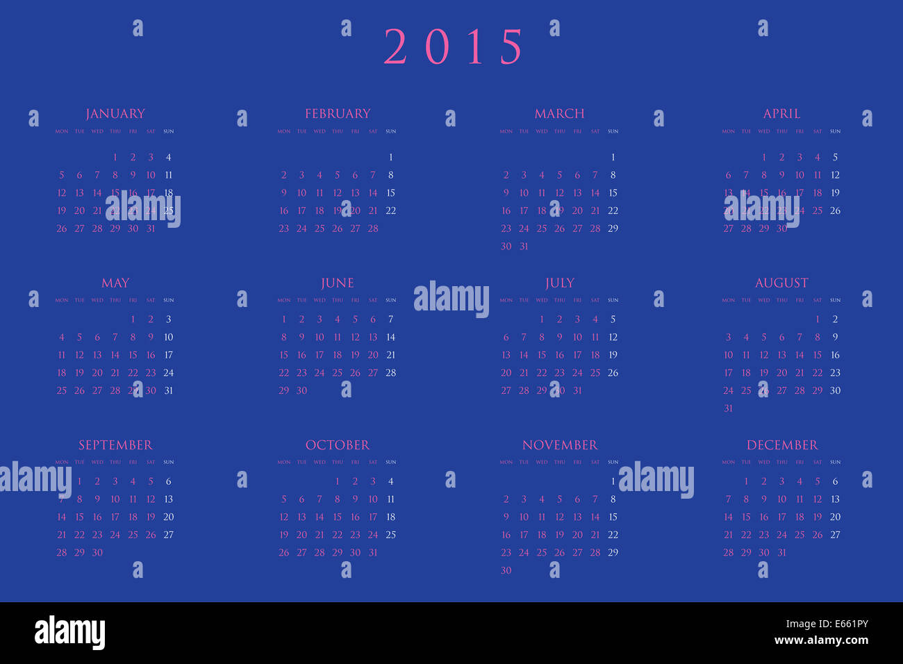 2015 calendar vector illustration hi-res stock photography and images ...