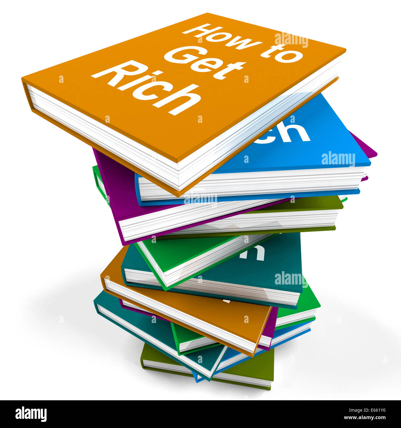 How To Get Rich Book Stack Showing Make Wealth Money Stock Photo - Alamy