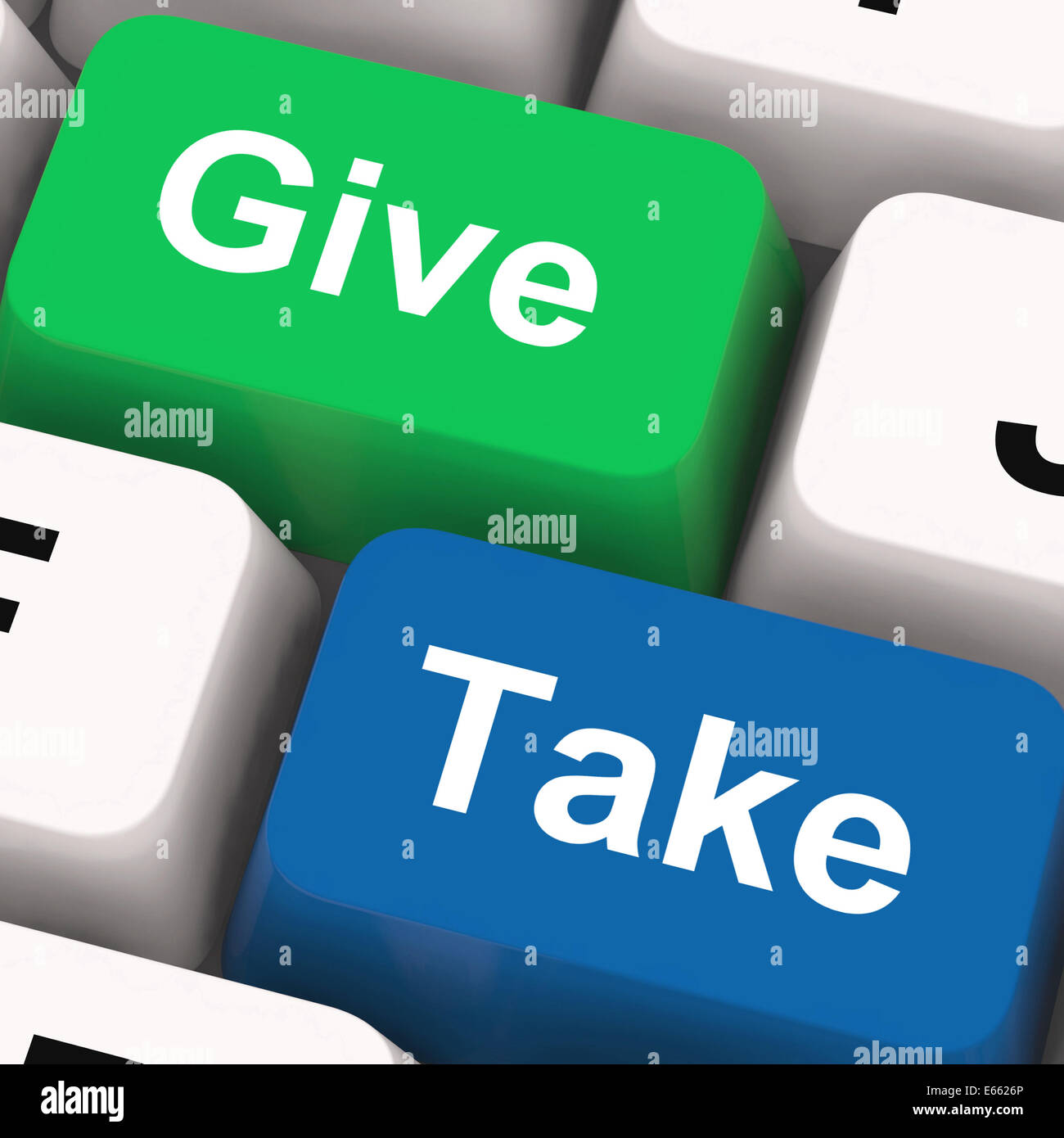 Give Take Keys Showing Generous And Selfish Stock Photo - Alamy