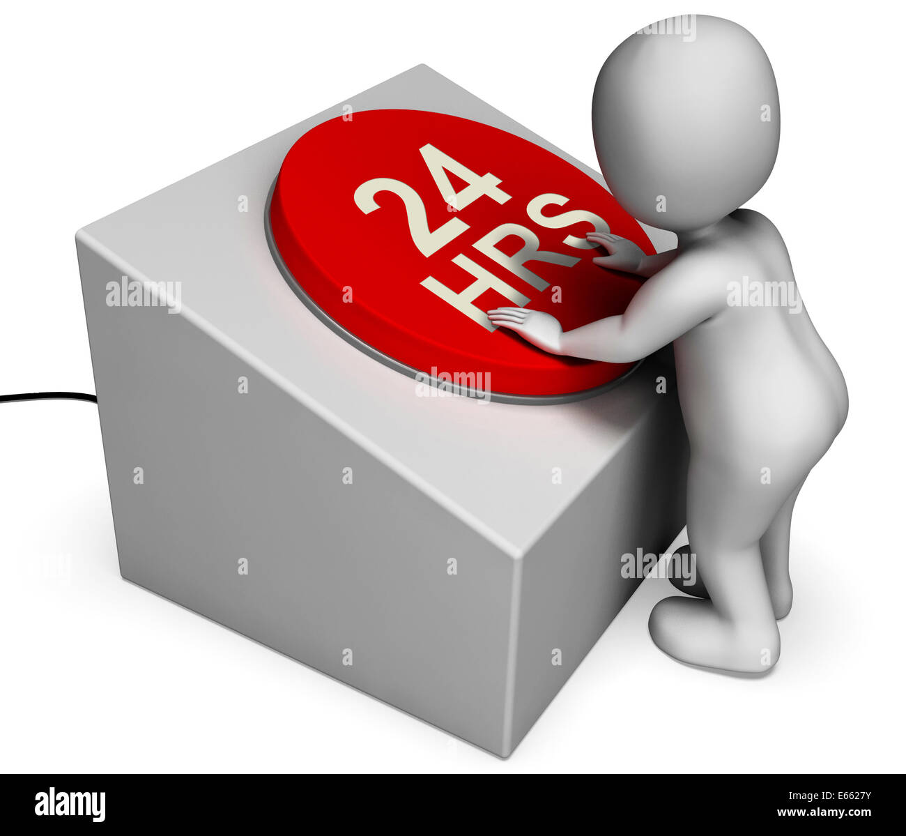 Twenty Four Hours Button Showing 24H Assistance Stock Photo - Alamy